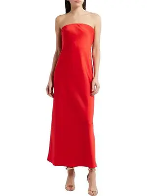 WAYF WAYF Madelyn Strapless Satin Dress
