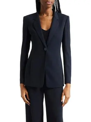 Emporio Armani Textured Single-button Blazer - Navy Blue