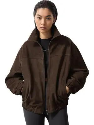 REISS X Mclaren F1 Team Suede Bomber Jacket - Chocolate Brown