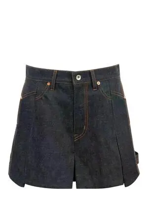 Sacai Pleated Denim Shorts - Blue
