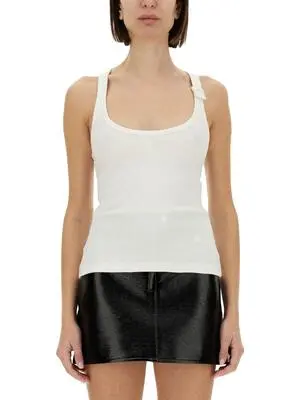COURREGES Ribbed Tank Top - White