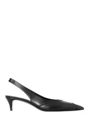 Cos Perforated Leather Slingback Kitten Heels Black