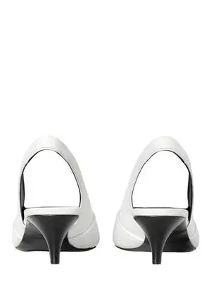 Cos Perforated Leather Slingback Kitten Heels White
