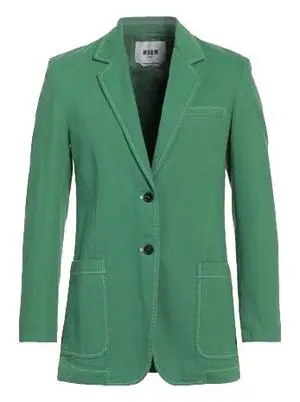 MSGM Single-breasted Denim Blazer - Green