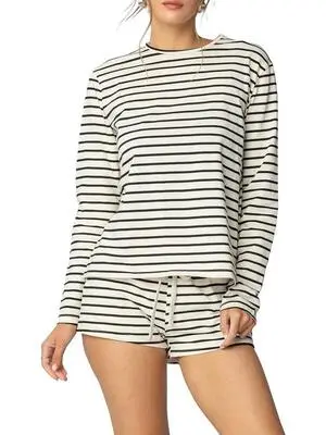 EDIKTED Jordyn Stripe Long Sleeve T-shirt - Cream