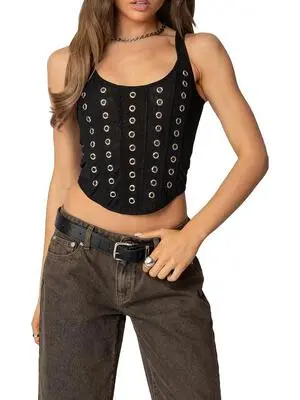 EDIKTED Miki Grommet Corset Top - Black