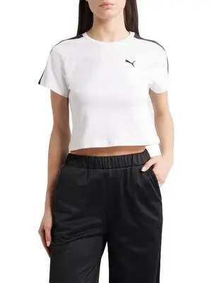 PUMA T7 Crop Stretch Cotton Baby Tee - Puma White