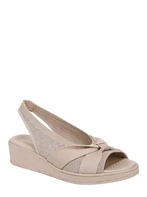 LIFESTRIDE BZees Bell Slingback Wedge Sandal Beige Knit