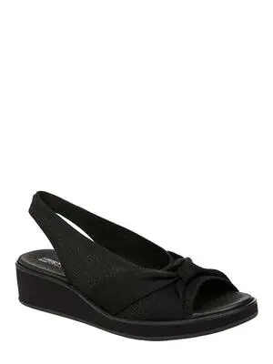 LIFESTRIDE Bzees Bell Slingback Wedge Sandal - Black Knit