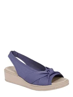 LIFESTRIDE BZees Bell Slingback Wedge Sandal Blue Knit