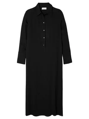 Veronica De Piante Marta Silk-georgette Midi Shirt Dress - Black