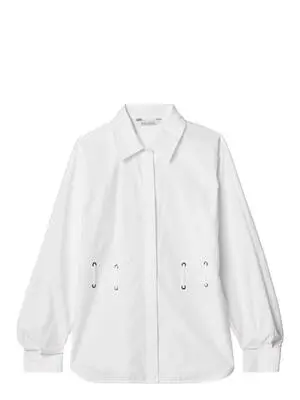 Max Mara Juglas Belted Embellished Cotton-poplin Shirt - White