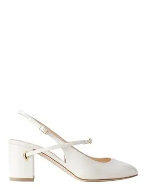 Jennifer Chamandi Mattia 65 Patent-leather Slingback Pumps - White