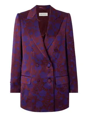 Dries Van Noten Double-breasted Floral-jacquard Blazer - Purple