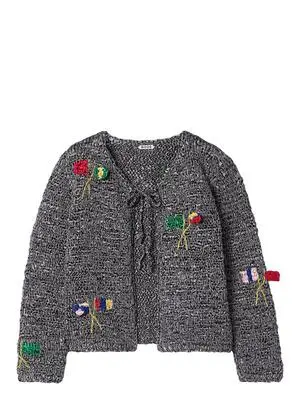 BODE Promenade Crocheted Satin Cardigan - Gray