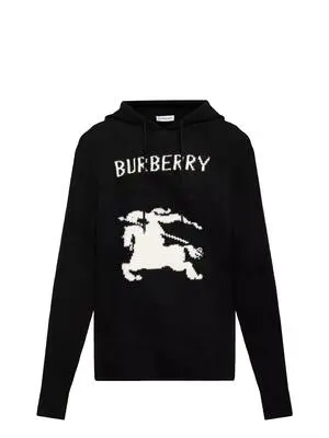 Burberry Intarsia Knit Hoodie - Black