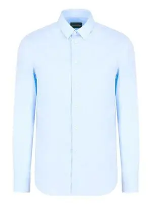 Emporio Armani Stretch Cotton Poplin Shirt - Blue