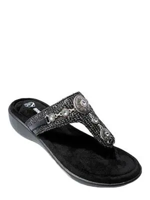 Minnetonka Brecca Flip Flop - Black Metallic