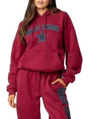 EDIKTED West Coast Hoodie - Burgundy