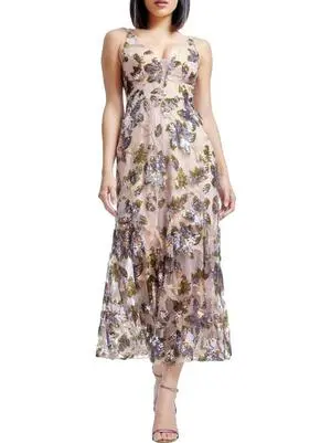 Dress The Population Sierra Sequin Embellished Evening Dress - Lilac Multi