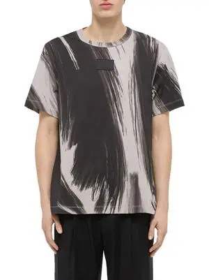 Helmut Lang Feather Brushstroke Print T-shirt - Grey - B00