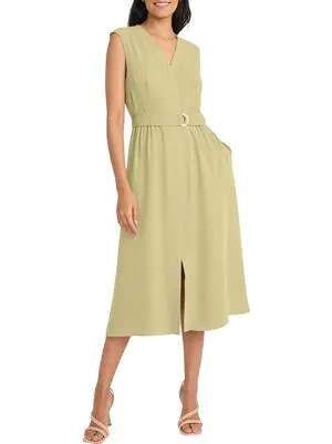 Maggy London Sleeveless Belted Midi Dress - Moss