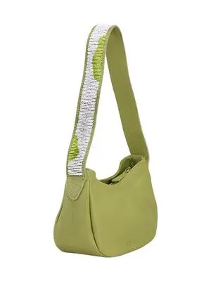SAREP + ROSE Hand-beaded Shoulder Bag - Guacamole Green