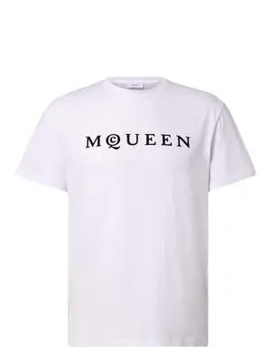 Alexander McQueen Logo Printed Cotton T-shirt - White
