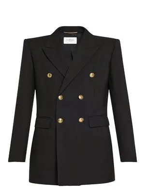 Saint Laurent Saint Laurent Oversized Double-Breasted Wool Blazer Nero