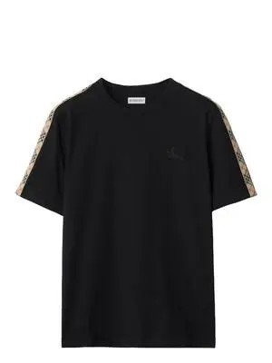 Burberry Check Trim Cotton T-shirt - Black