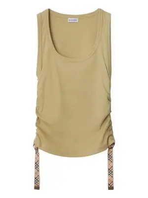 Burberry Burberry Rib-Knit Tank Top With Adjustable Burberry Check Straps Hemlock