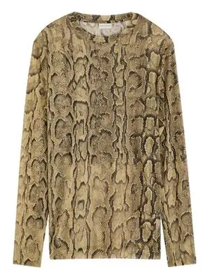DRIES VAN NOTEN Horwick Python-print Stretch-tulle Top