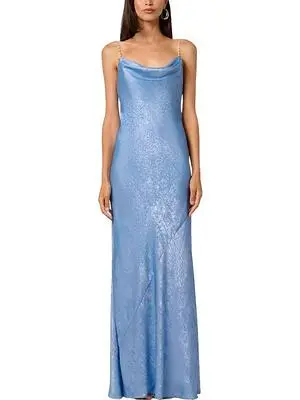 LIV FOSTER Lola Foiled Gown - Azure Blue