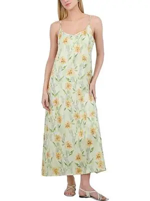 POINT Satin A-line Slip Dress - Dried Flowers