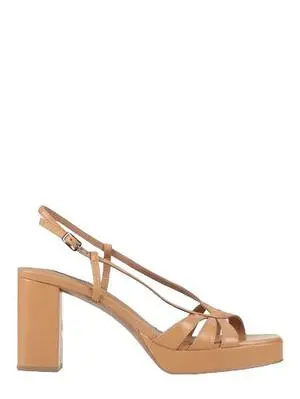 BIBI LOU Leather Ankle Strap Sandals - Beige