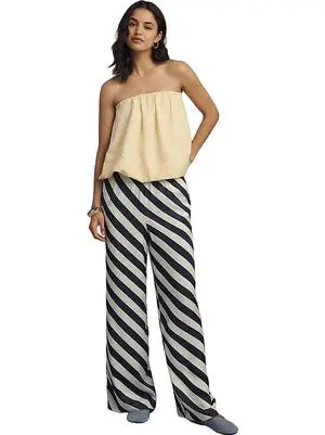 Maeve The Brooklin Printed Wide-Leg Pants Blue Stripe