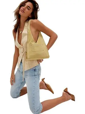 Free People Knox Studded Suede Shoulder Bag Butter