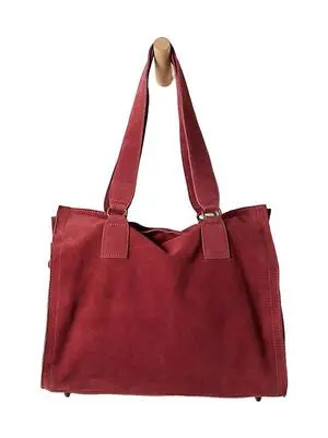 Free People Salma Suede Tote Bag - Wine