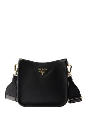 Prada Prada Mini Daino Leather Hobo Crossbody Bag Nero