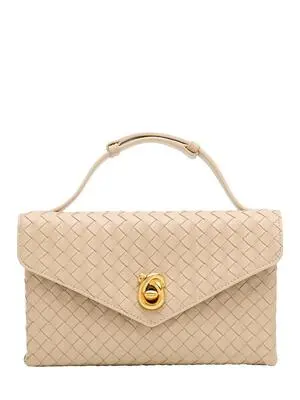 Bottega Veneta Bottega Veneta Knot Lock Intrecciato Leather Bag Ecru