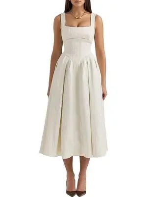 House Of Cb Isabeau Fit & Flare Midi Dress - Ivory