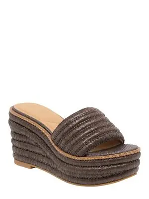 Dolce Vita Throne Platform Wedge Sandal - Chocolate Woven Raffia