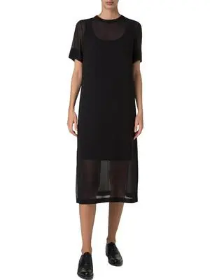 Akris Sheer Silk Georgette Shift Dress - Black
