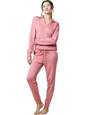 SOFTIES Athleisure Dreamtech Johnny Collar Jogger Set Copper Rose