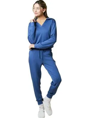 SOFTIES Athleisure Dreamtech Johnny Collar Jogger Set - Indigo