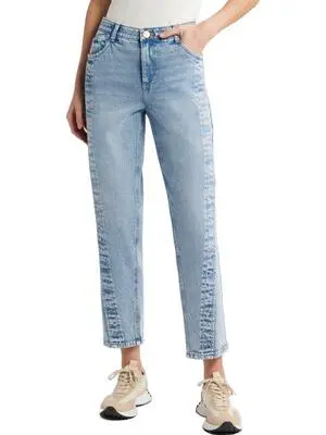 Wit & Wisdom Spliced High-waist Straight-leg Jeans - Light Blue Artisanal