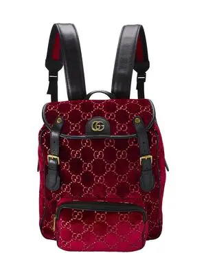 GUCCI Velvet Backpack With GG Embroidery