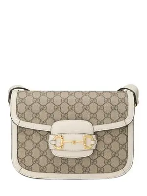 Gucci Original Gg Supreme 1955 Horsebit Shoulder Bag - Beige