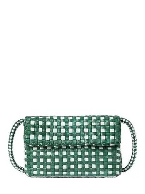 LOEFFLER RANDALL Vinnie Mini Woven Leather Crossbody Bright Emerald