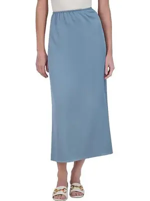 POINT Satin A-line Skirt - Dusty Blue